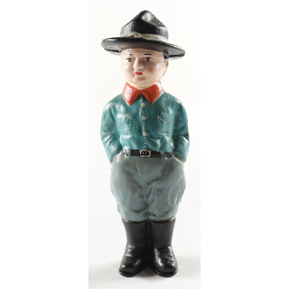 Vintage Boy Scout Cast Iron Coin Bank | Pristine Auction