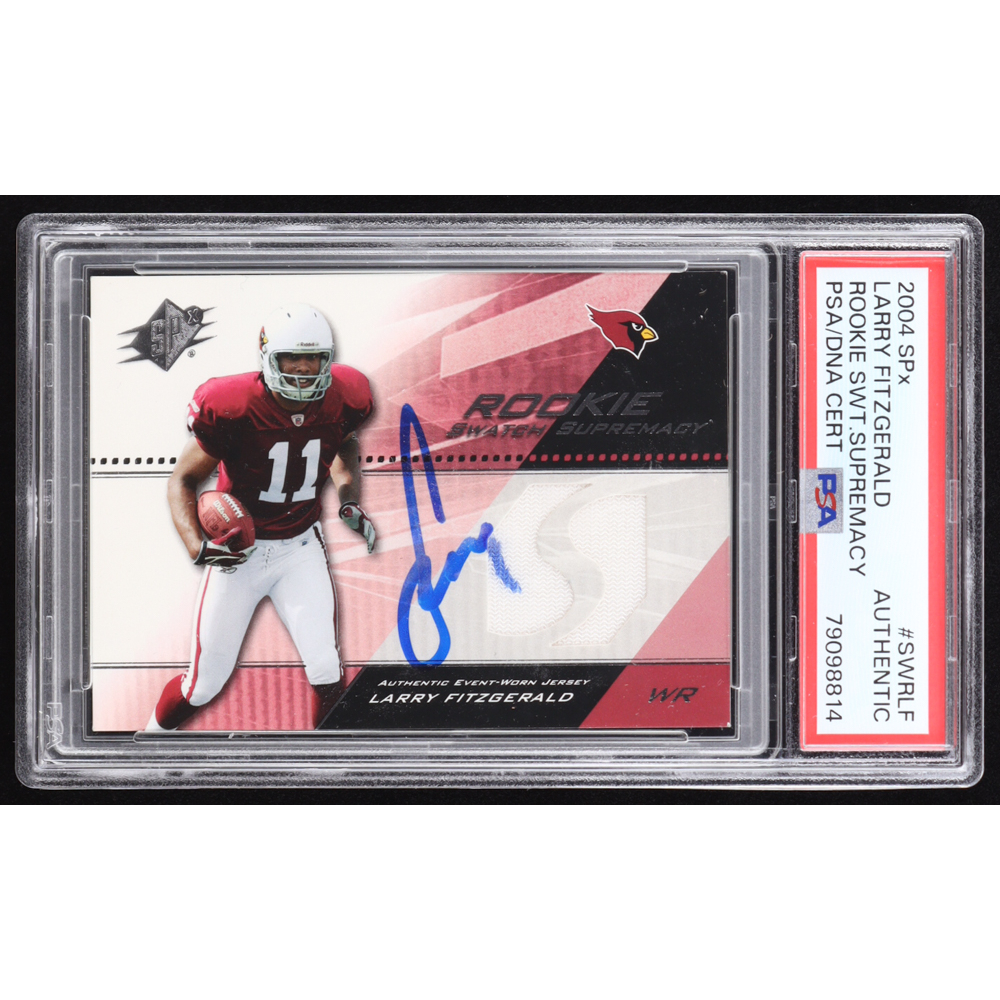 Larry Fitzgerald Signed 2004 SPx Rookie Swatch Supremacy #SWRLF RC (PSA ...