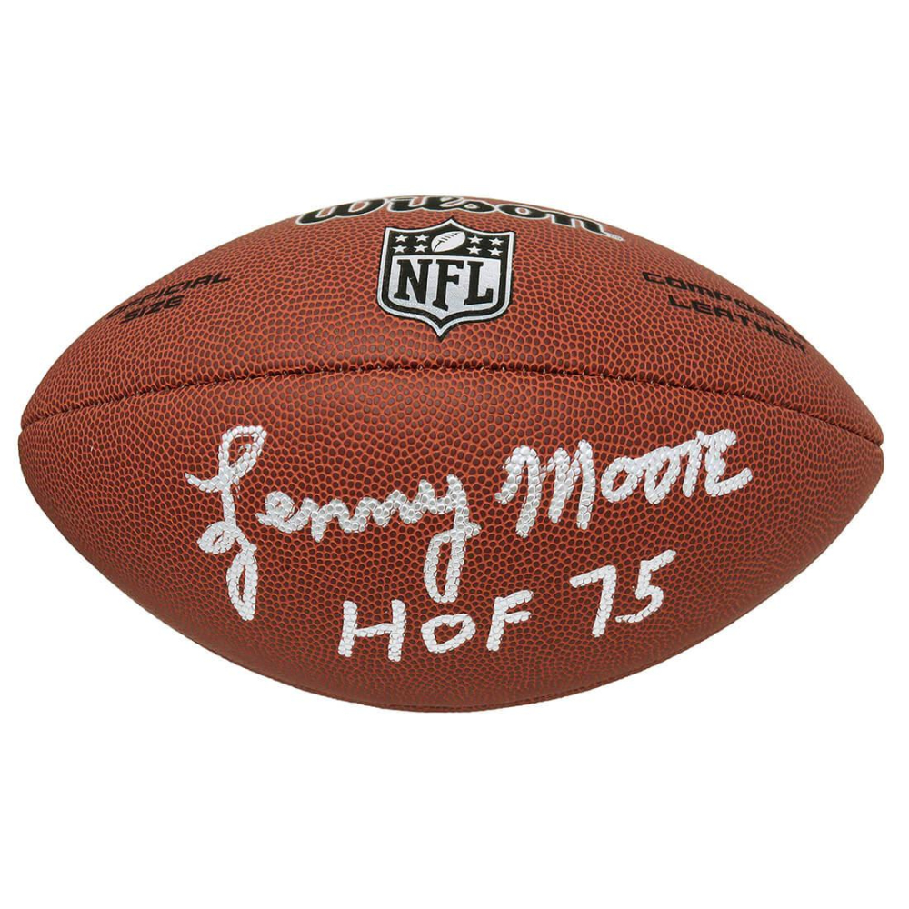 Lenny Moore Signed NFL Football Inscribed "HOF 75" (Schwartz ...