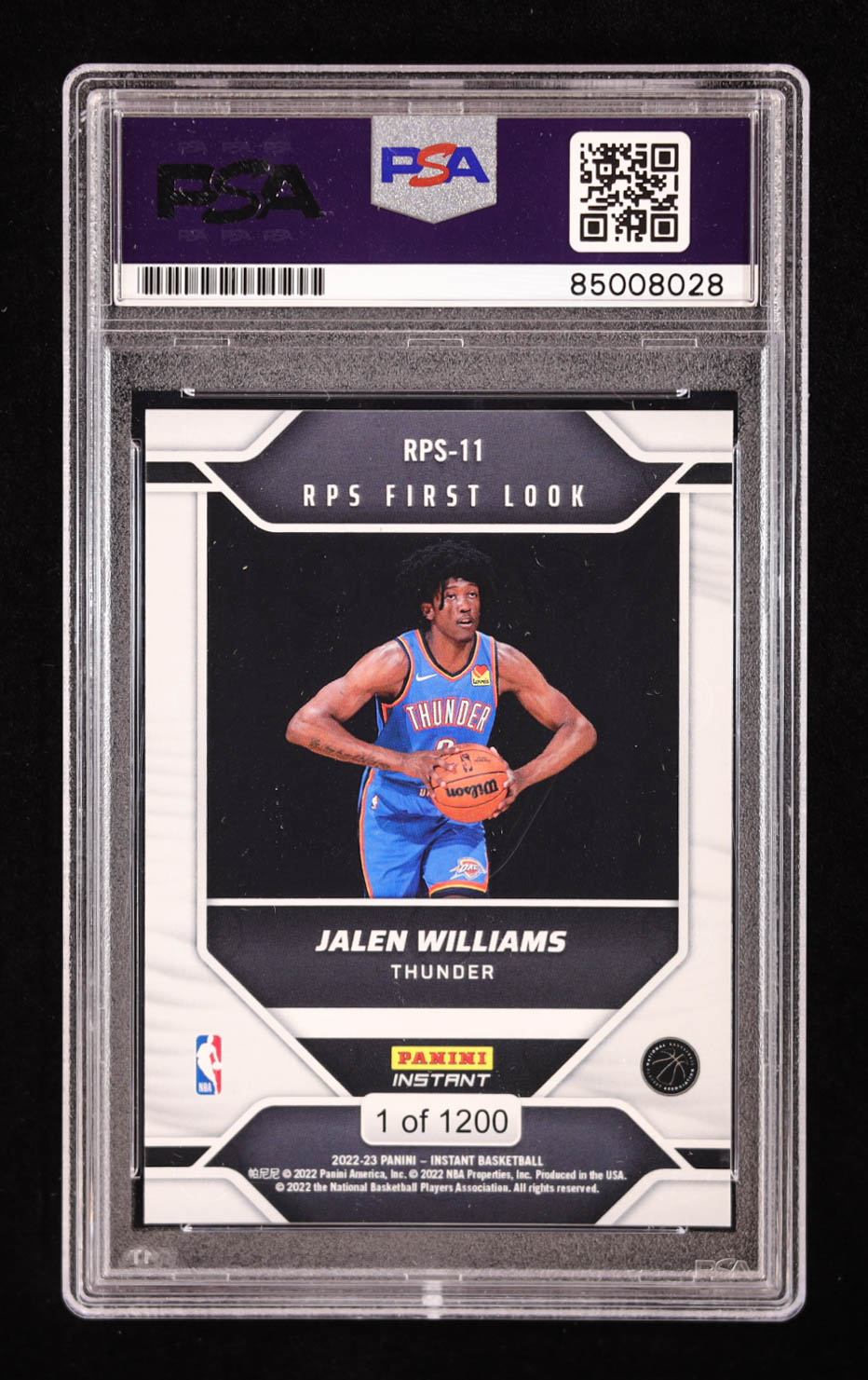 Jalen Williams Signed 2022-23 Panini Instant RPS First Look #RPS11 RC ...