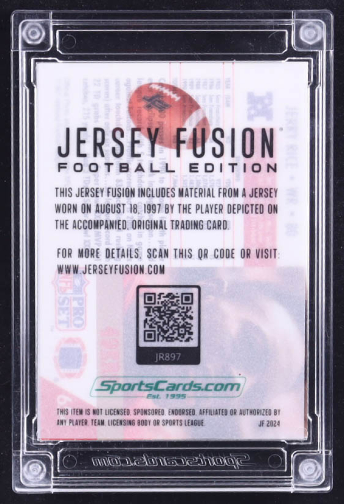 Jerry Rice 2024 Jersey Fusion Game Used Swatch #JR897 | Pristine Auction
