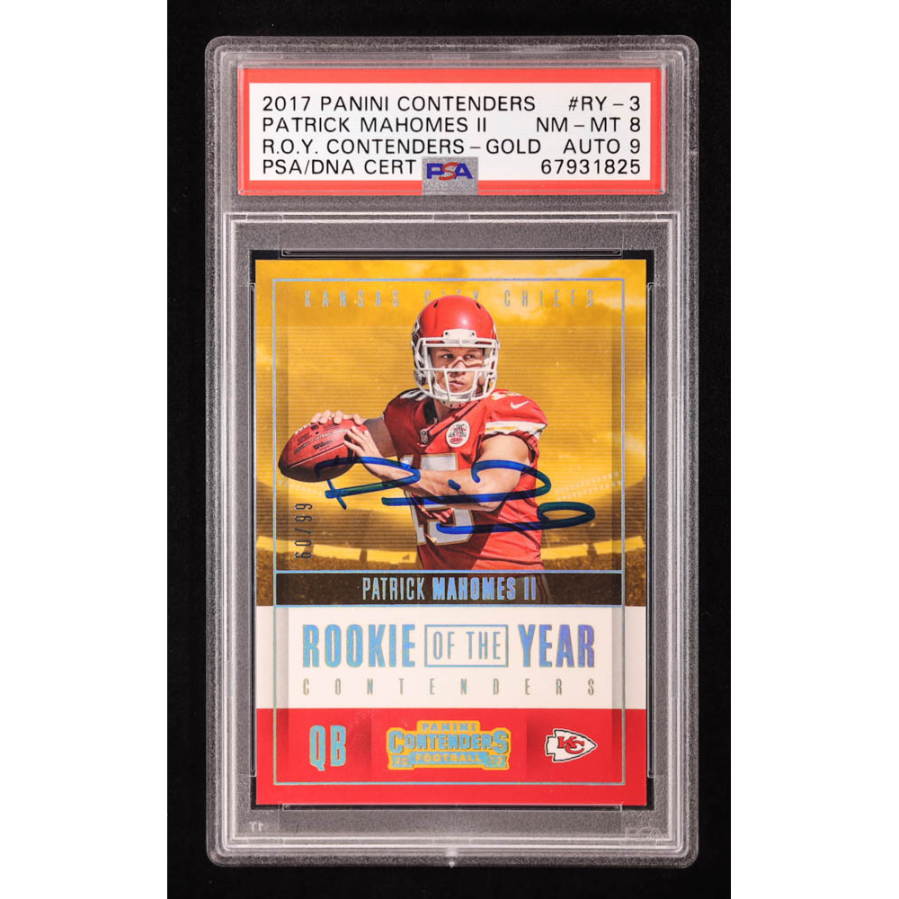 Patrick Mahomes II Signed 2017 Panini Contenders Rookie of the Year # ...