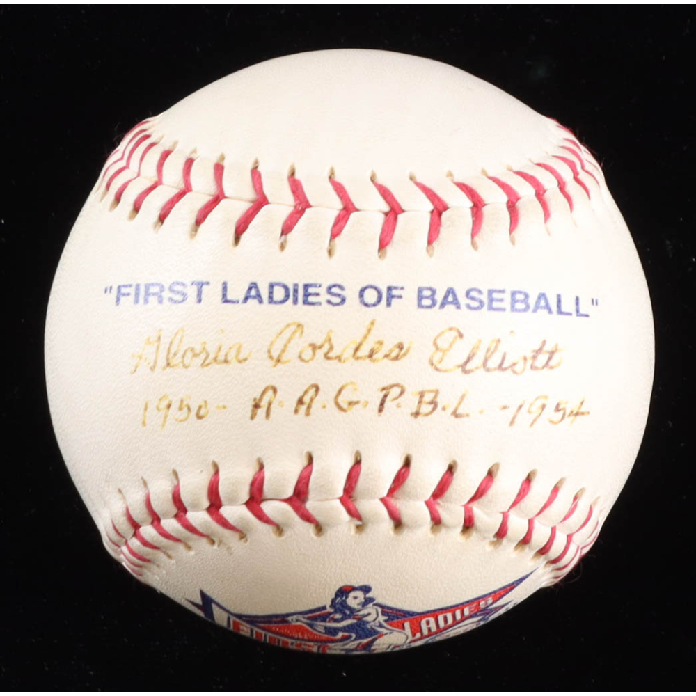 Gloria Cordes Elliott Signed "First Ladies of Baseball" Logo Baseball ...