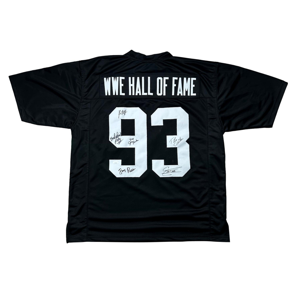 WWE Hall of Fame Jersey Signed By (6) Kurt Angle, Jerry Lawler, Jim ...