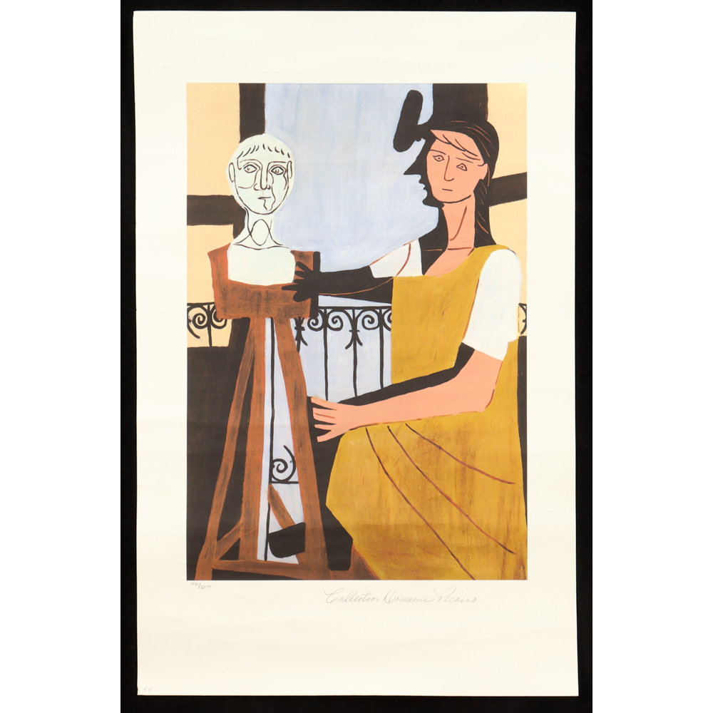 LE "Woman with Sculpture" 13x20 Original Giclee Print by Domaine ...