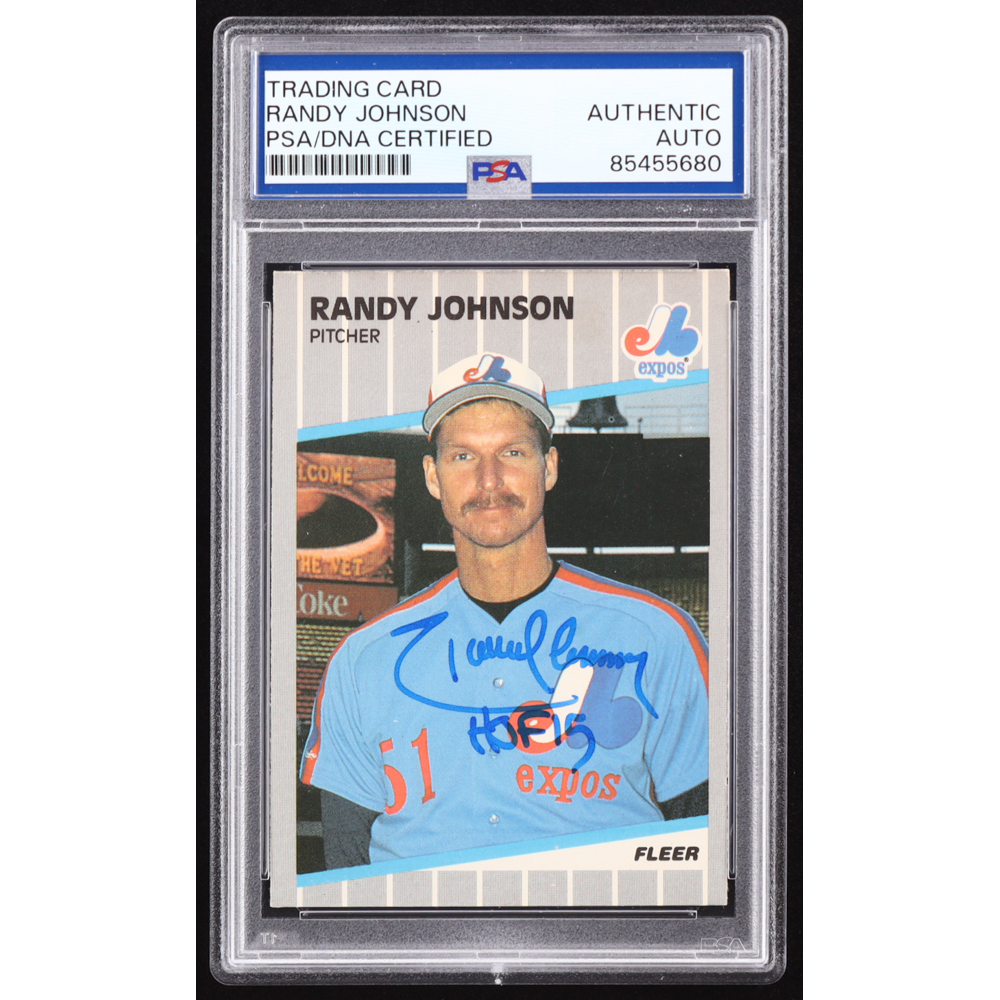 Randy Johnson Signed 1989 Fleer #381 RC Inscribed "HOF 15" (PSA ...