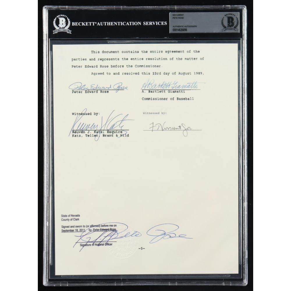 Pete Rose Signed "Banned from Baseball" Document (Beckett) | Pristine ...