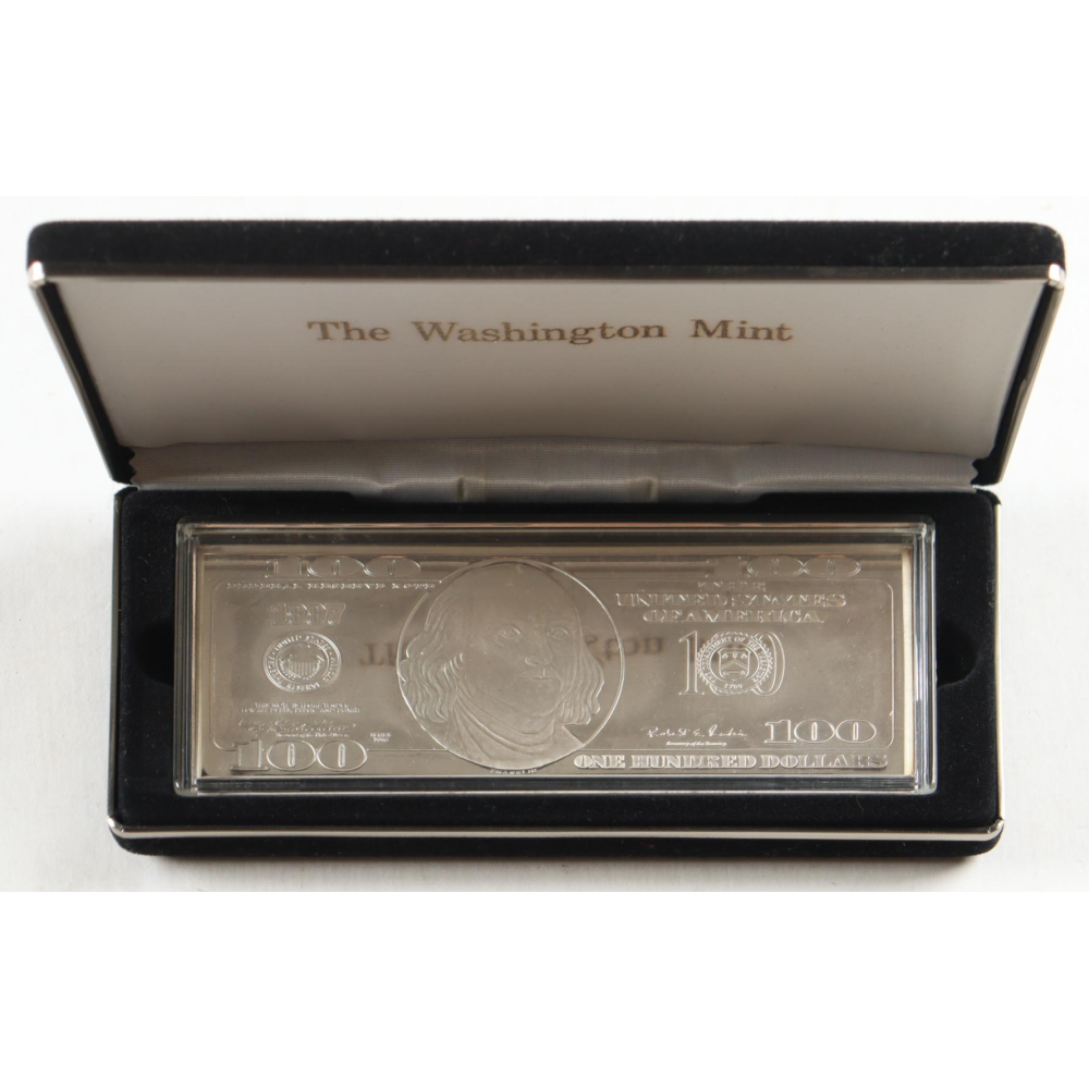 1996 Washington Mint "One Hundred Dollar" 100$ Quarter Pound Silver ...