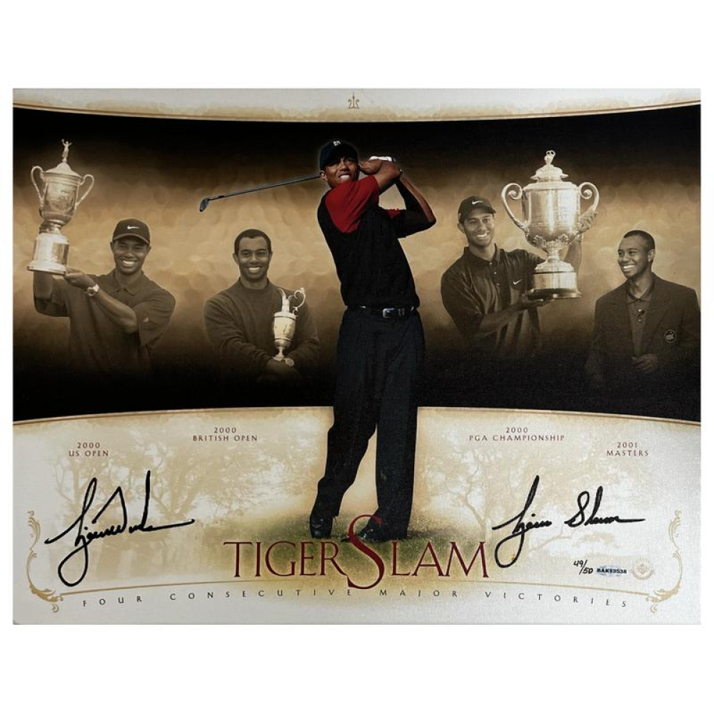 Tiger Woods Signed LE "Tiger Slam" 16x20 Stretched Canvas (UDA ...