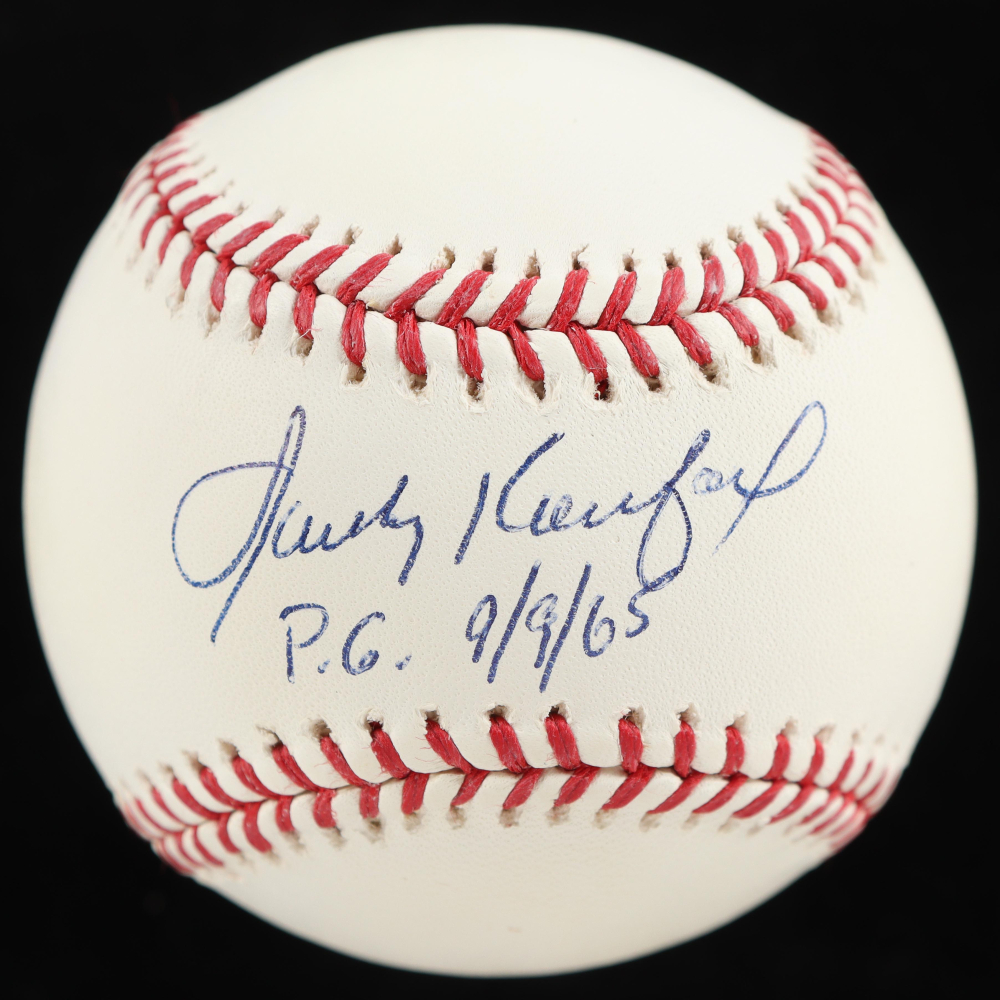 Sandy Koufax Signed OML Baseball Inscribed "PG 9/9/65" (Beckett ...