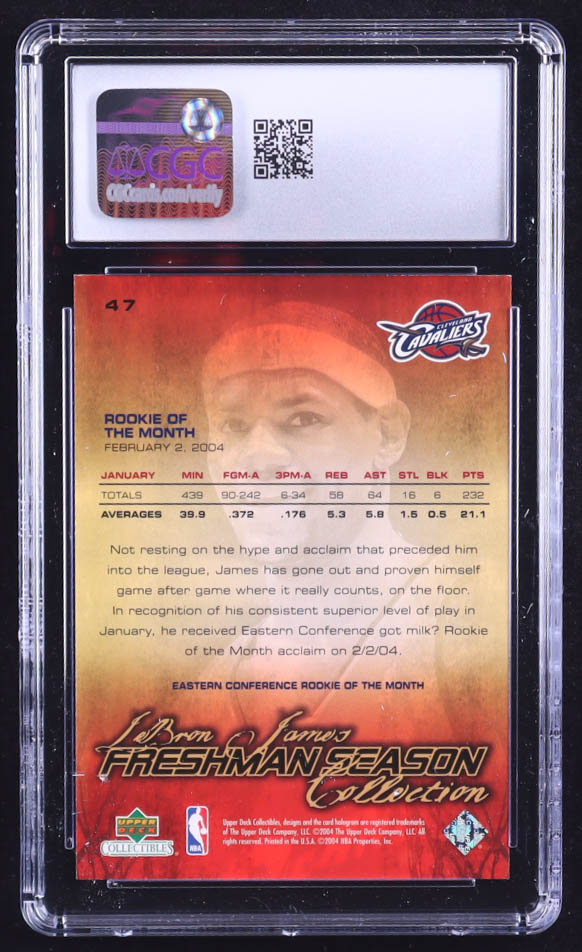 LeBron James 2004 Upper Deck LeBron James Freshman Season #47 (CGC 10 ...