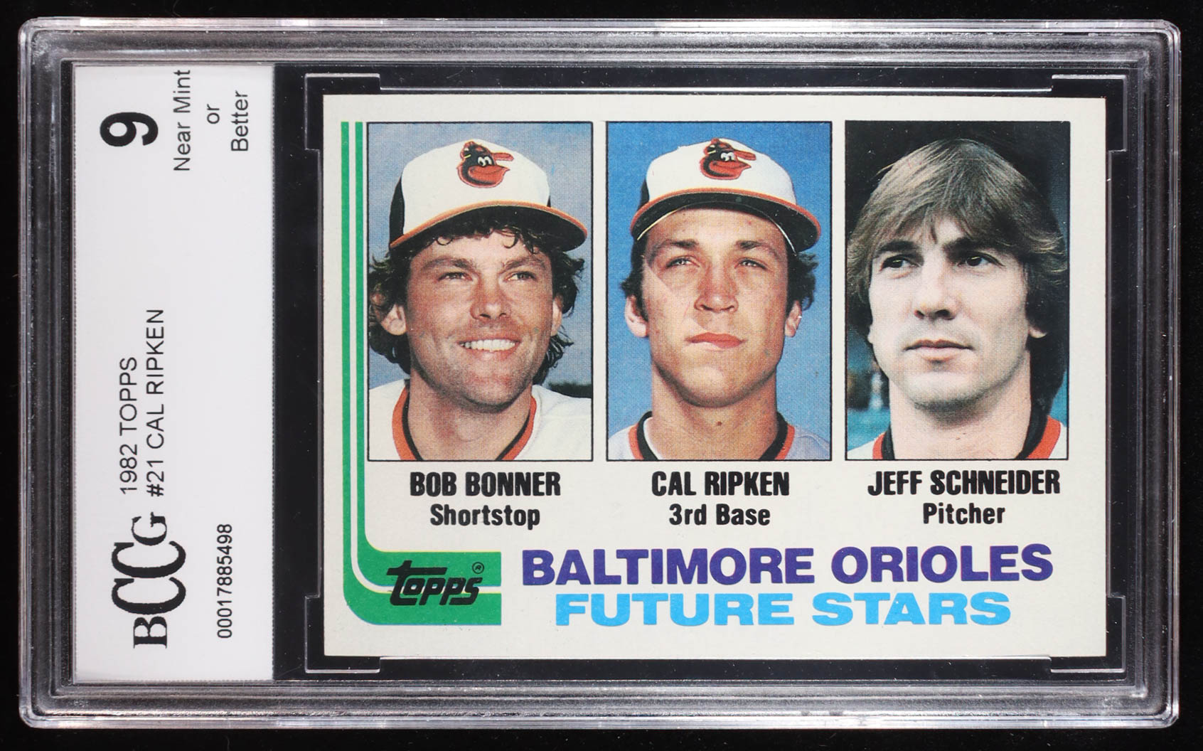 Bob Bonner / Cal Ripken Jr. / Jeff Schneider 1982 Topps #21 RC (BCCG 9 ...