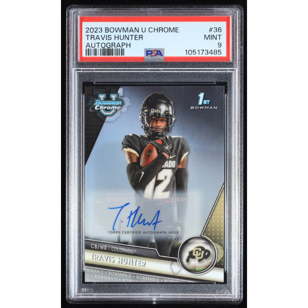 Travis Hunter 2023 Bowman Chrome University Autographs #36 RC (PSA 9 ...