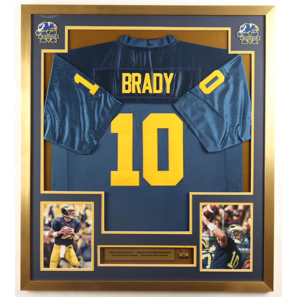 Tom Brady Custom Framed Jersey Display with Michigan Wolverines Stadium ...