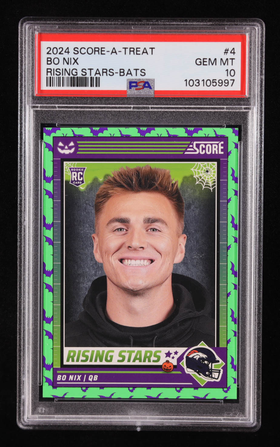 Bo Nix 2024 Score Halloween Rising Stars Bats #4 RC (PSA 10) | Pristine ...