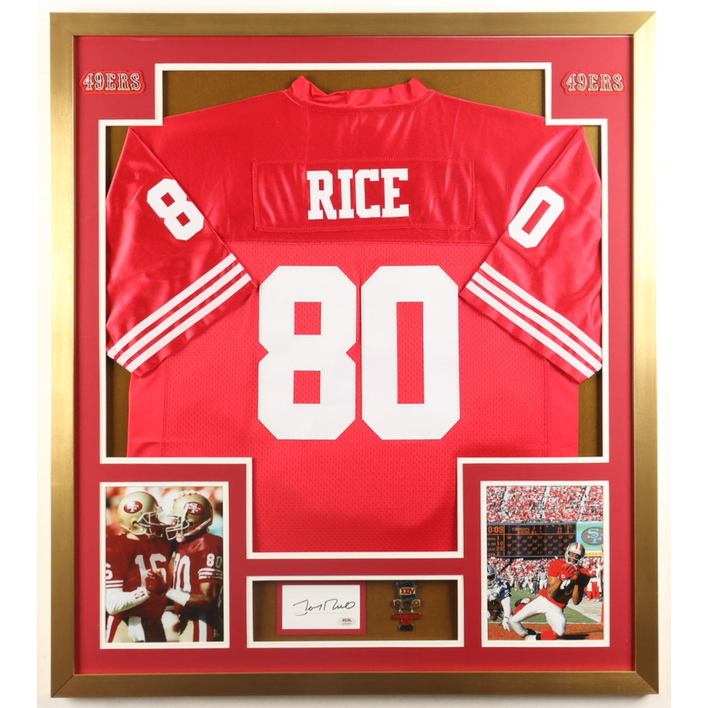 Jerry Rice Signed Custom Framed Cut Display With Jersey, A Super Bowl ...