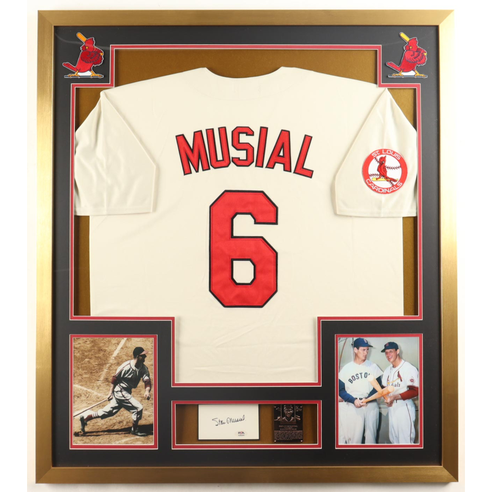 Stan Musial Signed Custom Framed Cut Display with Jersey, HOF Musial ...