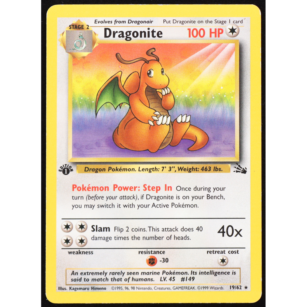 Dragonite 1999 Pokemon Fossil 1st Edition #19 | Pristine Auction