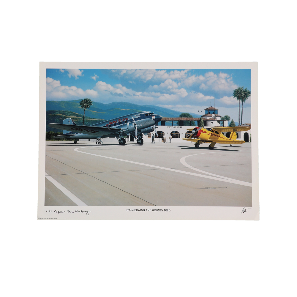 Carl Recknagel Signed 'Staggerwing and Gooney Bird' 11x16 Lithograph ...