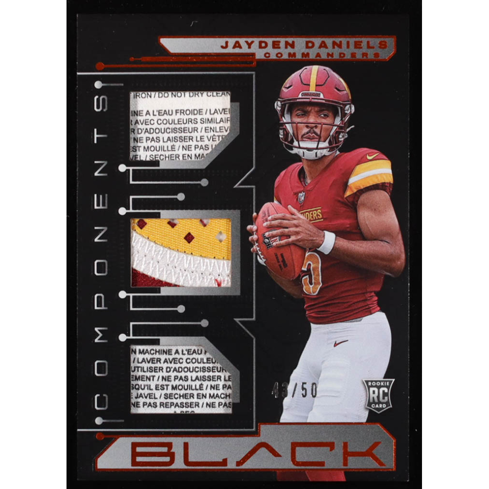 Jayden Daniels 2024 Panini Black Components Jerseys Citrine #2 RC #43/ ...