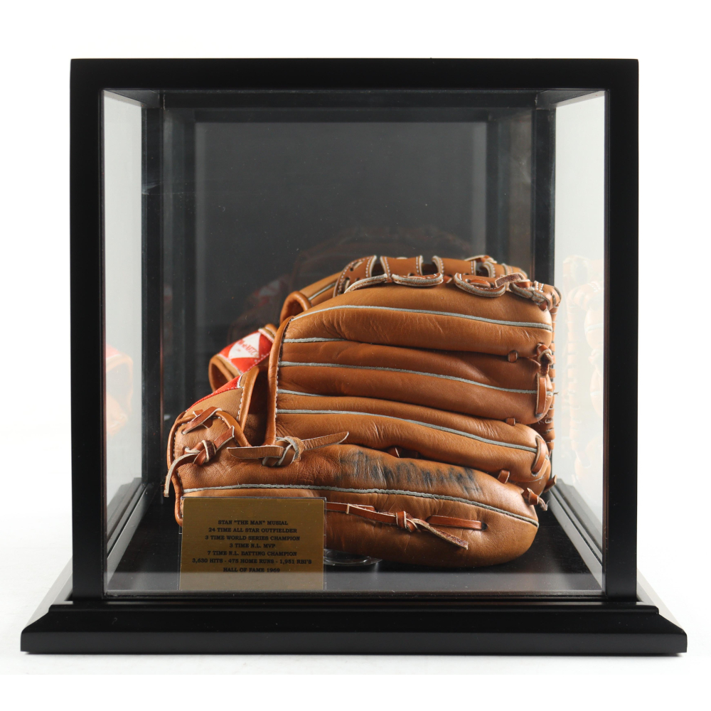 Stan Musial Signed "Stan The Man" Vintage Glove With Career Stat Plaque ...