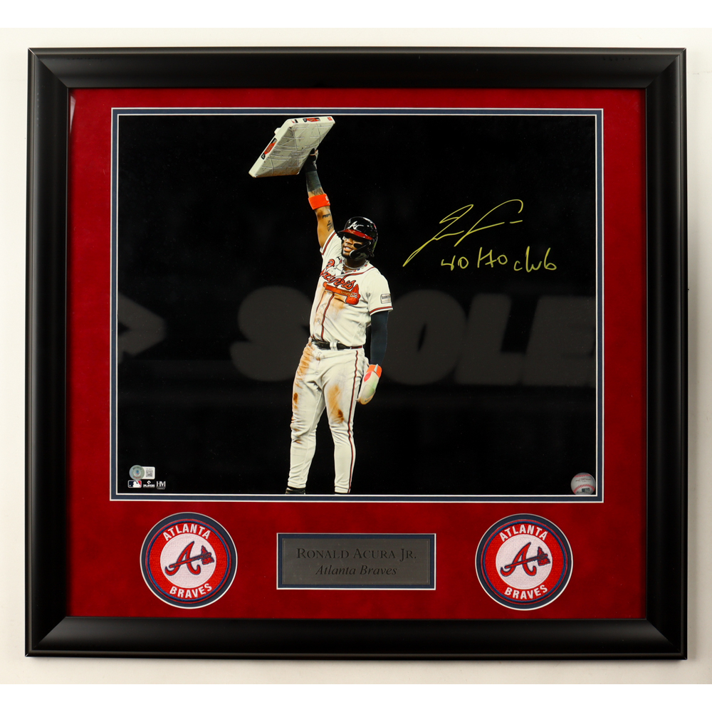 Ronald Acuna Jr. Signed Braves 27x25 Custom Framed Photo Display With ...