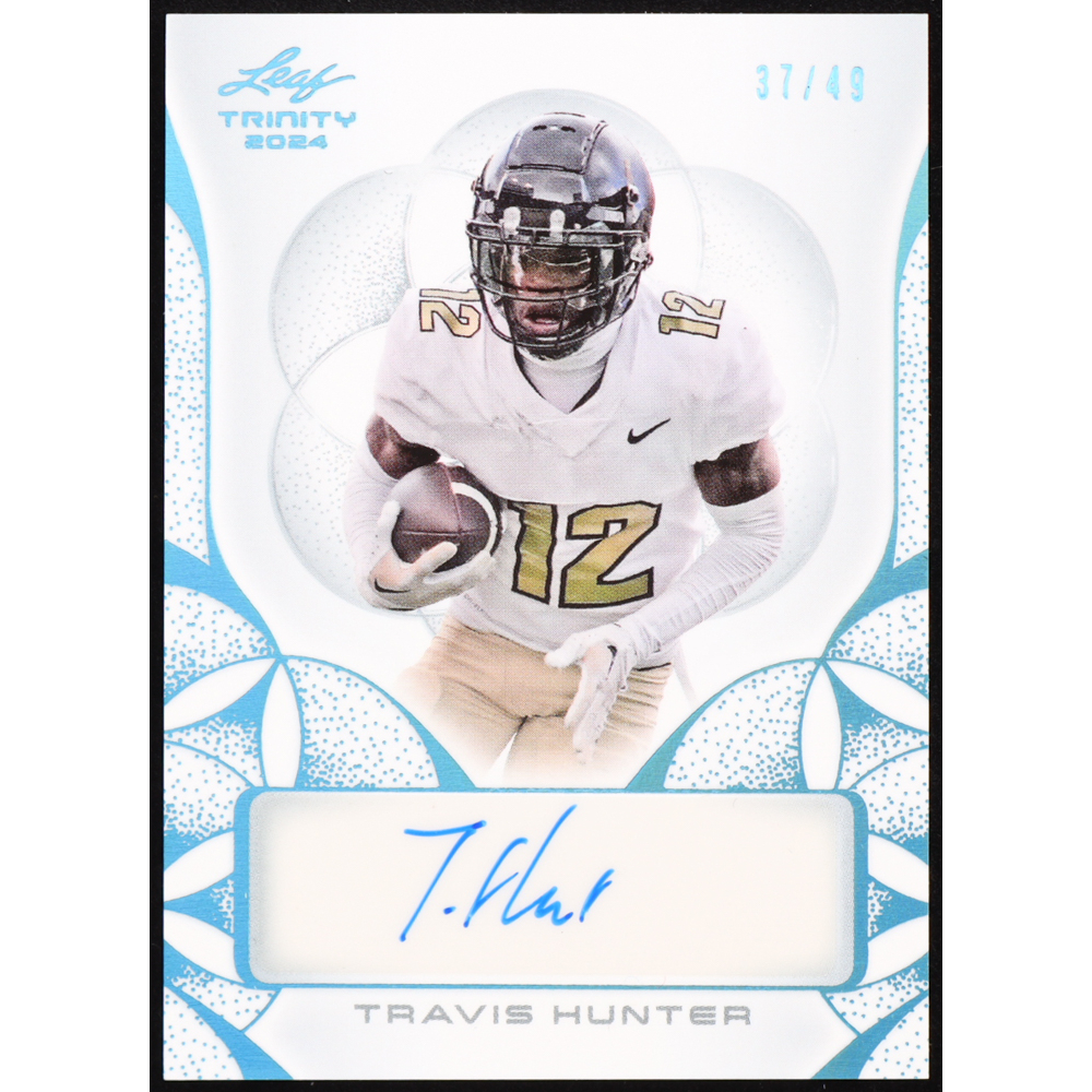 Travis Hunter Signed 2024 Leaf Trinity Blue Auto #BA-TH1 #37/49 ...