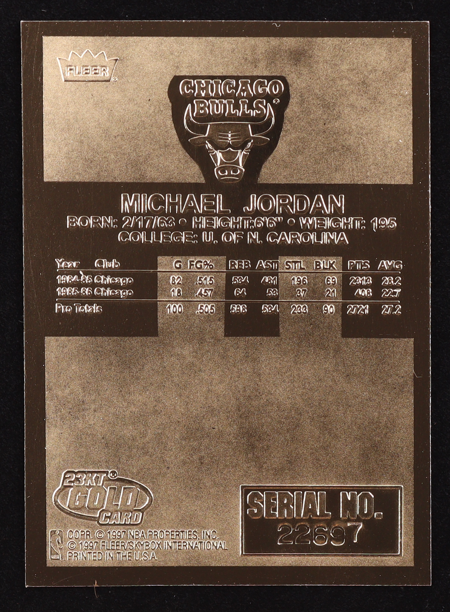 Michael Jordan 1997 Fleer Premier Signature Series Holo Prism Refractor ...
