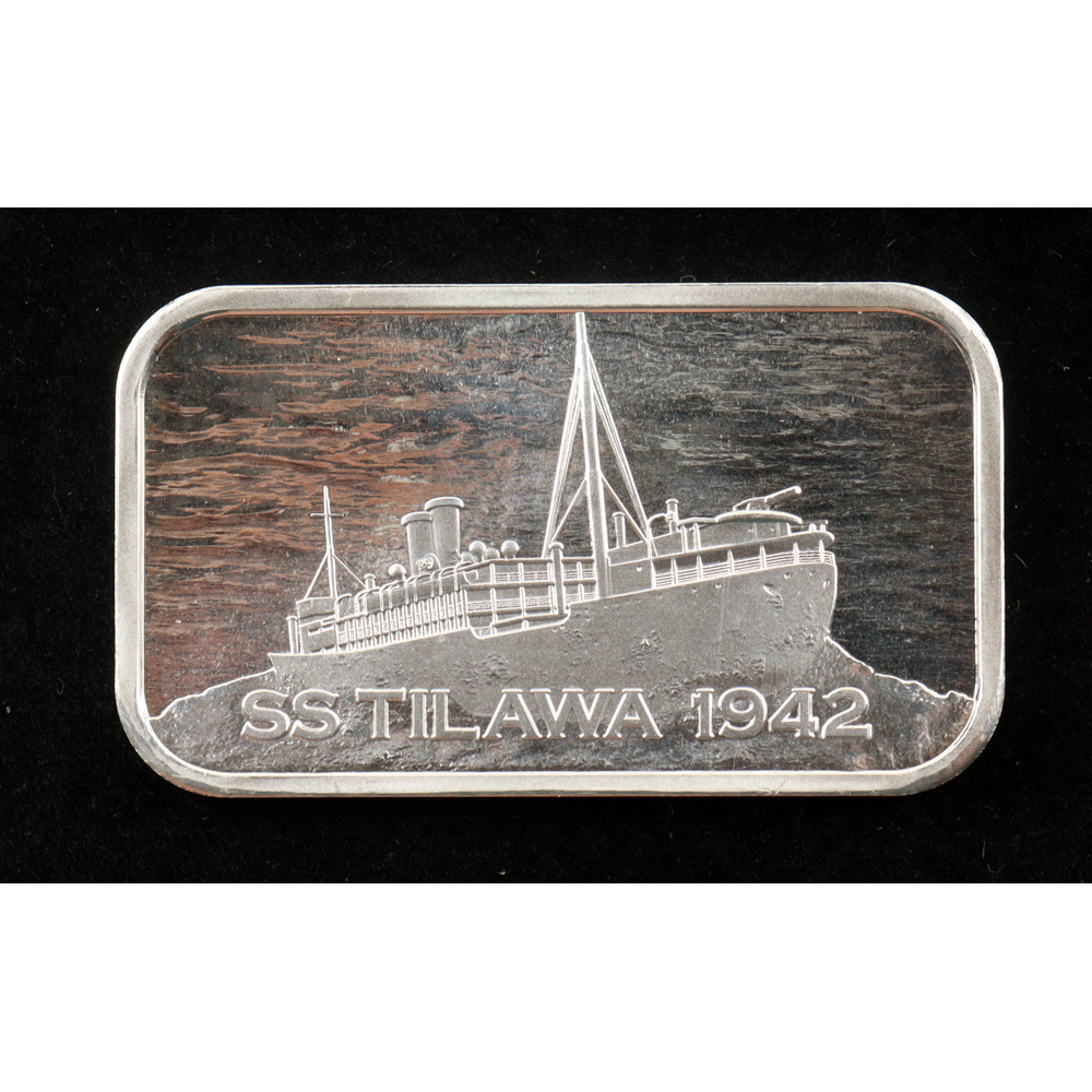 S.S. Tilawa 1942 Shipwreck Silver Bar - 1 Ounce .999 Fine Silver Bar ...