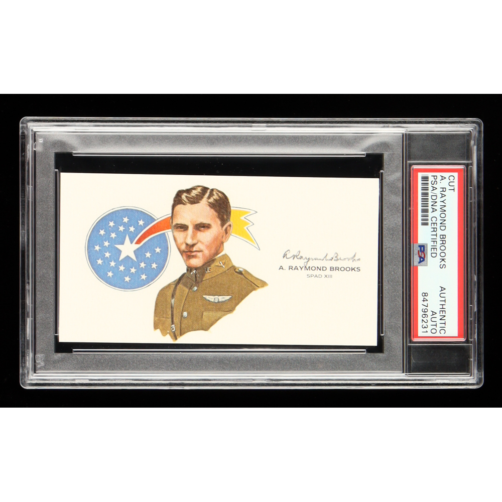 WWI Ace Raymond Brooks Signed Cut Signature with Portrait (PSA) (1894 ...