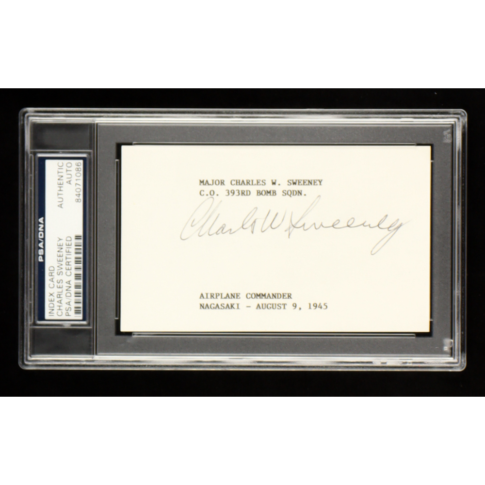 Charles Sweeney Signed Index Card (PSA) WWII Bockscar Pilot Nagasaki ...
