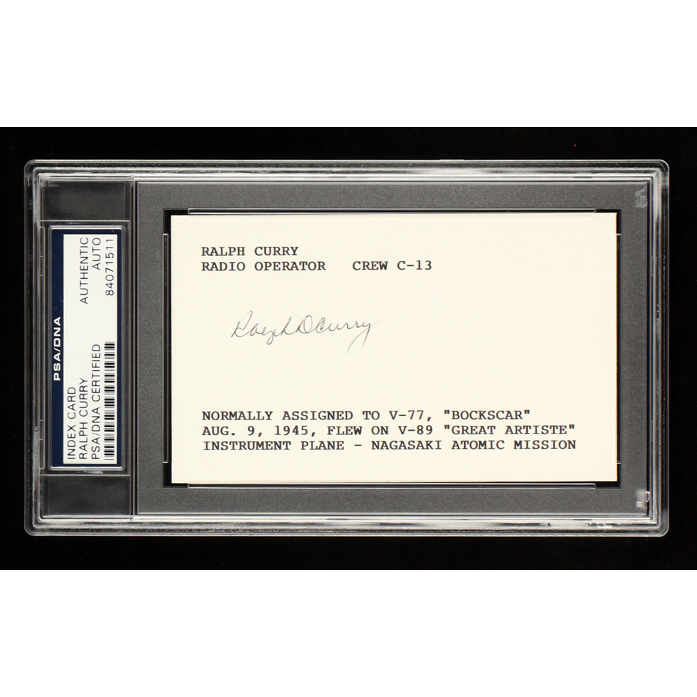 Ralph Curry Signed Index Card (PSA) WWII Radio Operator Nagasaki ...