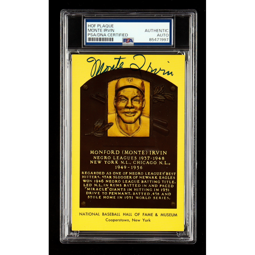 Monte Irvin Signed Hall of Fame Plaque Postcard (PSA) | Pristine Auction
