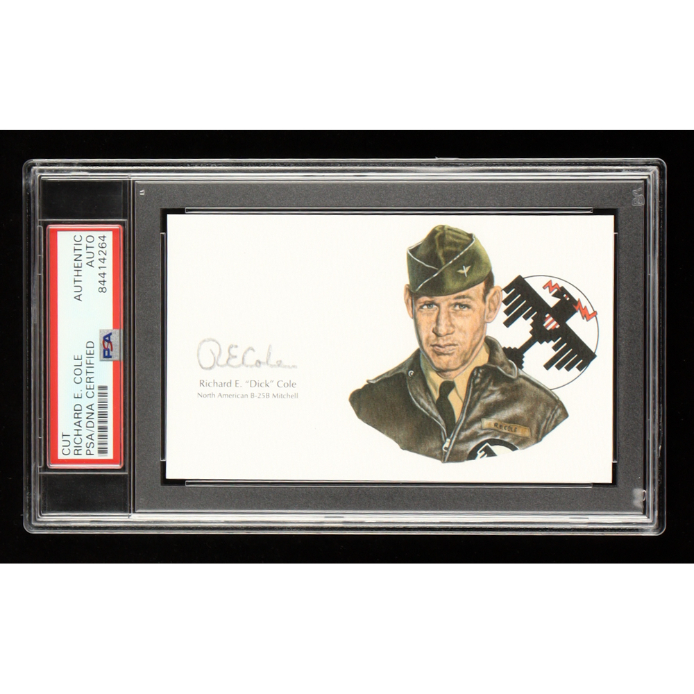 Richard E. Cole Signed Cut with Portrait WWII Doolittle Raider Co-Pilot ...