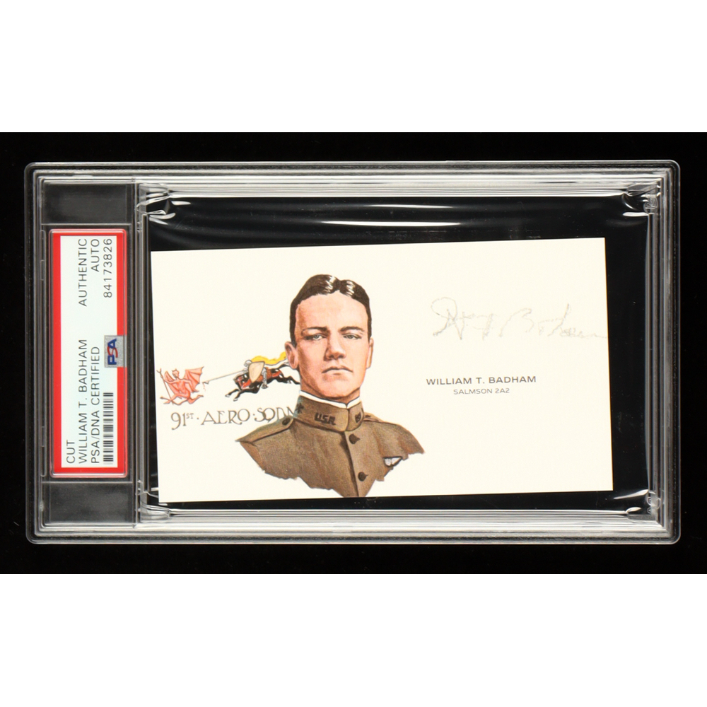 WWI Ace William Badham Signed Cut Signature with Portrait (PSA) RARE ...