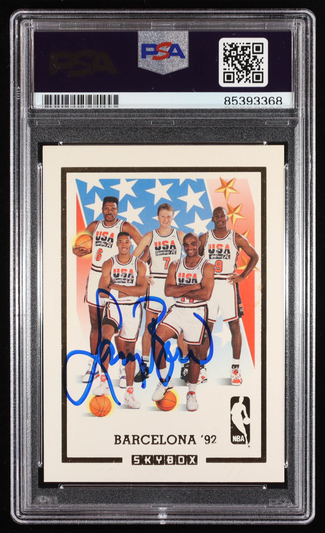 Magic Johnson and Larry Bird Signed 1991-92 SkyBox Team USA Card #NNO ...