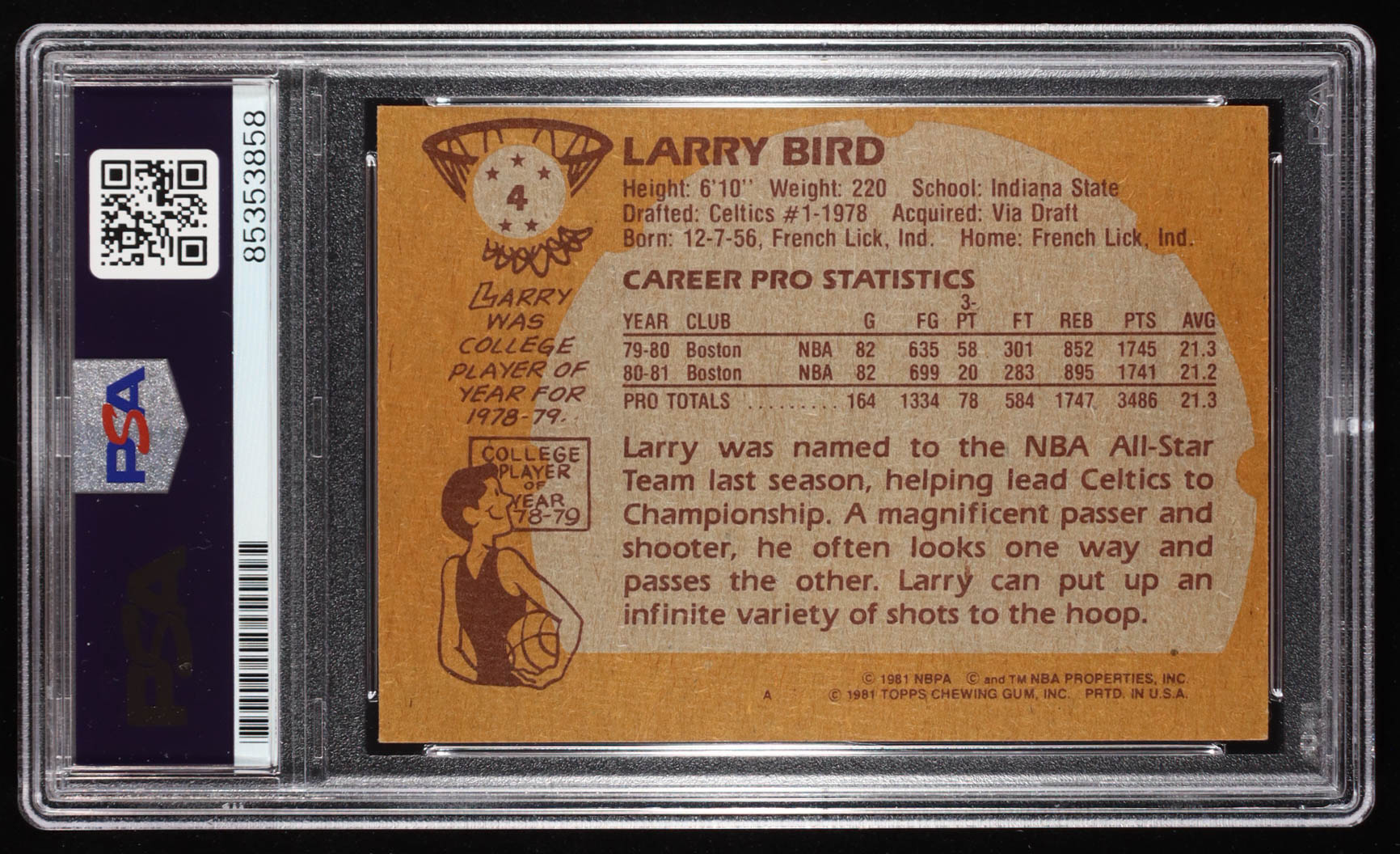 Larry Bird Signed 1981-82 Topps #4 (PSA Authentic) | Pristine Auction