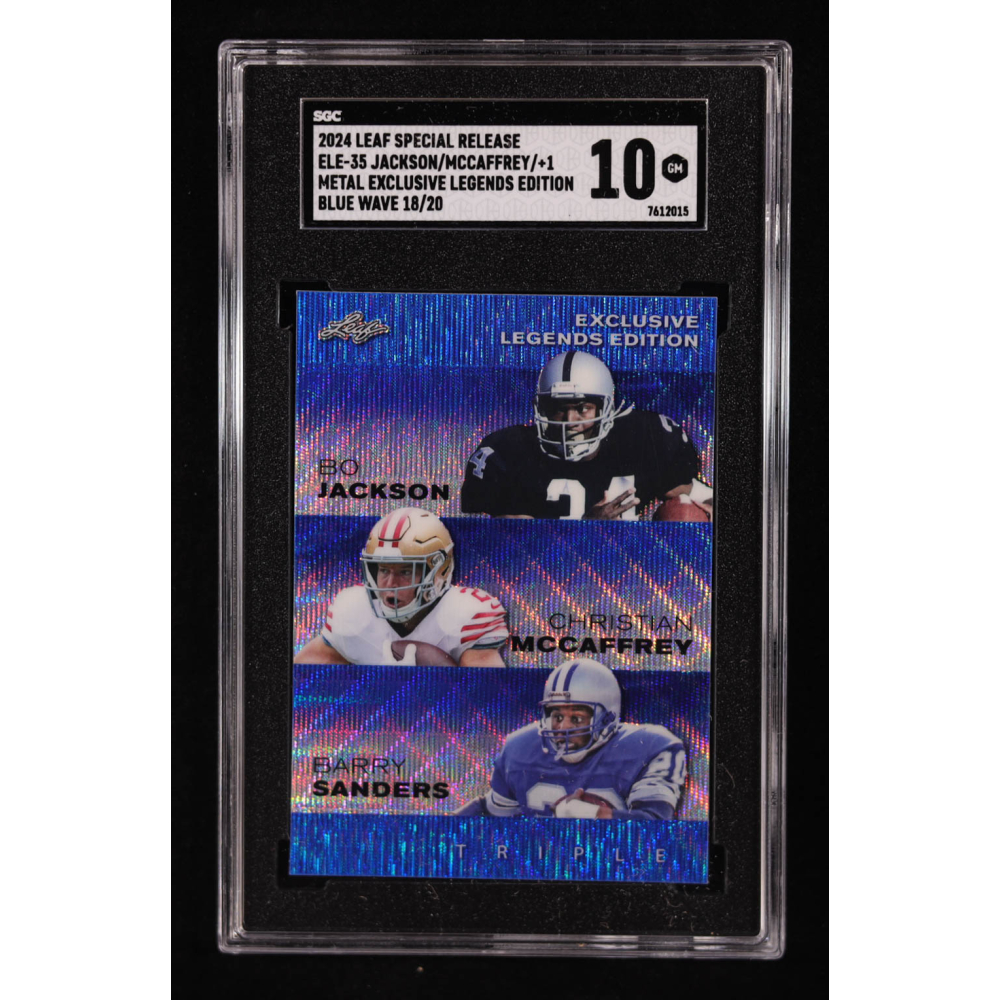 Bo Jackson / Christian McCaffrey / Barry Sanders 2024 Leaf Special ...