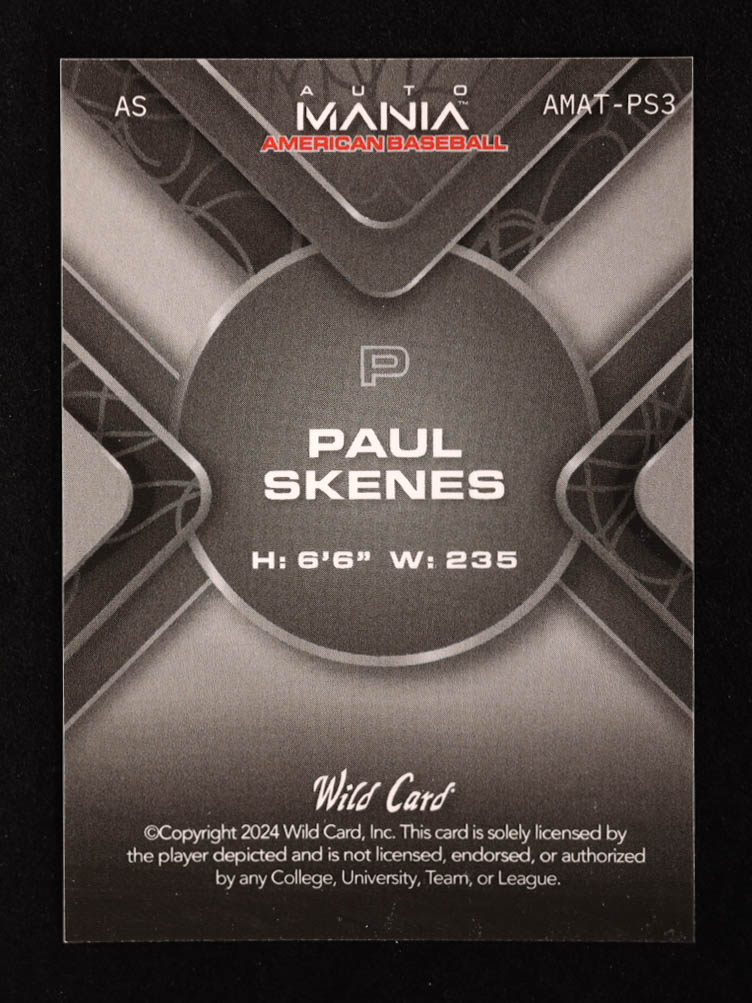 Paul Skenes 2024 Wild Card Auto Mania Triangle American Flag Prisms #AMATPS3 RC #16/50 ...