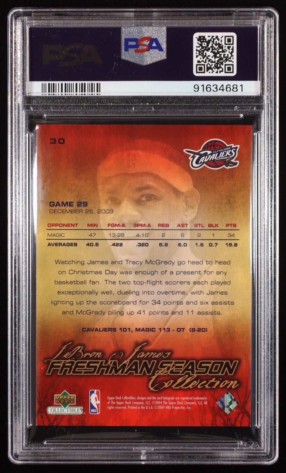 LeBron James 2004 Upper Deck LeBron James Freshman Season #30 (PSA 9 ...