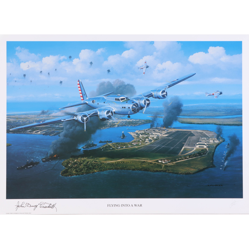 John Davy Crockett Signed 'Flying Into A War' 11x16 Lithograph (AIV ...