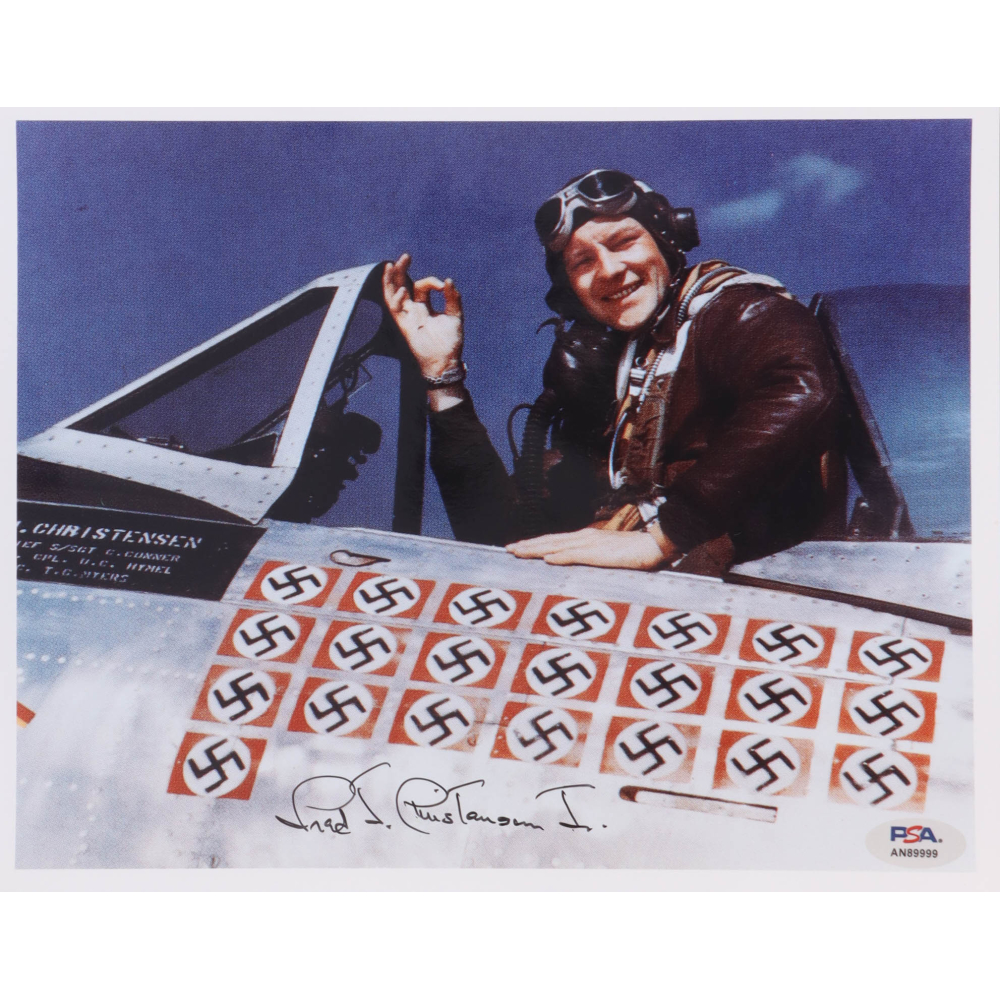 Fred Christensen Jr. Signed 8x10 Photo WWII 56th FG Ace 21.5 Victories ...