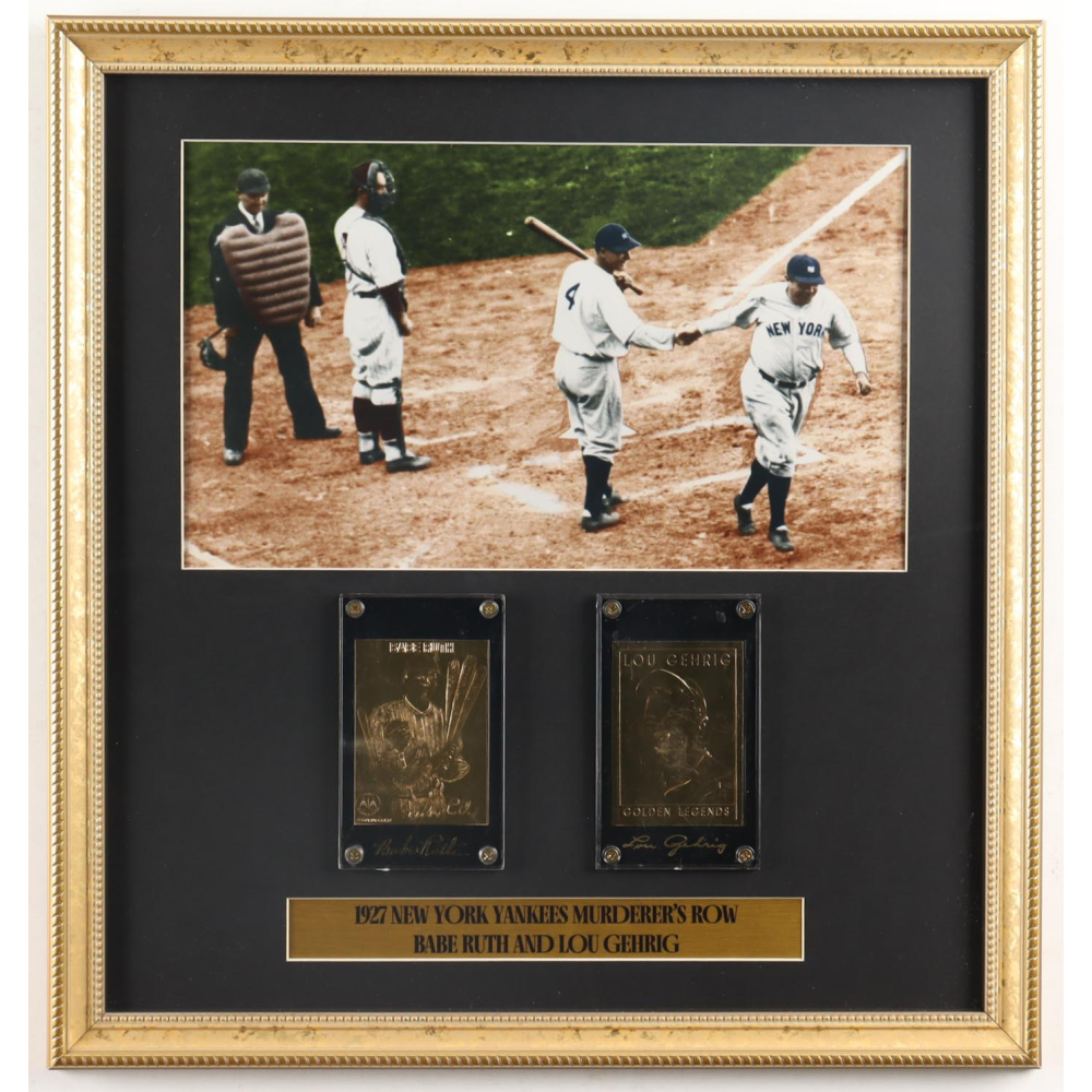 "1927 Yankees Murderer's Row" Custom Framed Photo with Set of (2) Babe ...
