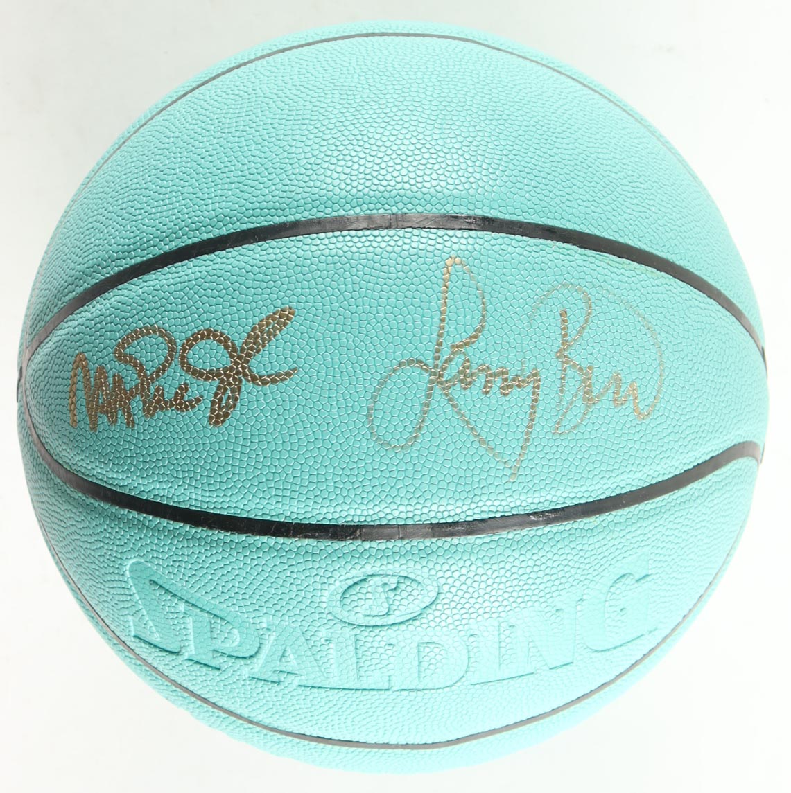 Magic Johnson & Larry Bird Signed Tiffany & Co X Basketball with Display Case (Beckett & PSA ...