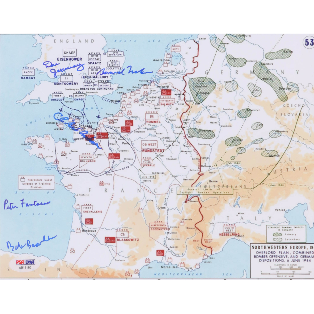 D-Day Veterans D-Day Invasion Map 8x10 Photograph with (5) D-Day ...