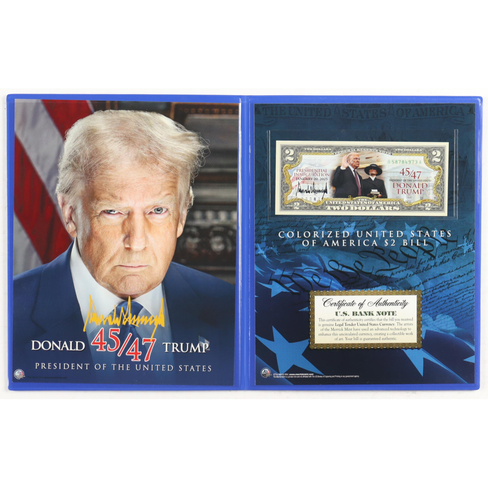 Donald Trump Genuine Legal Tender Colorized U.S. $2.00 Two Dollar Bill ...