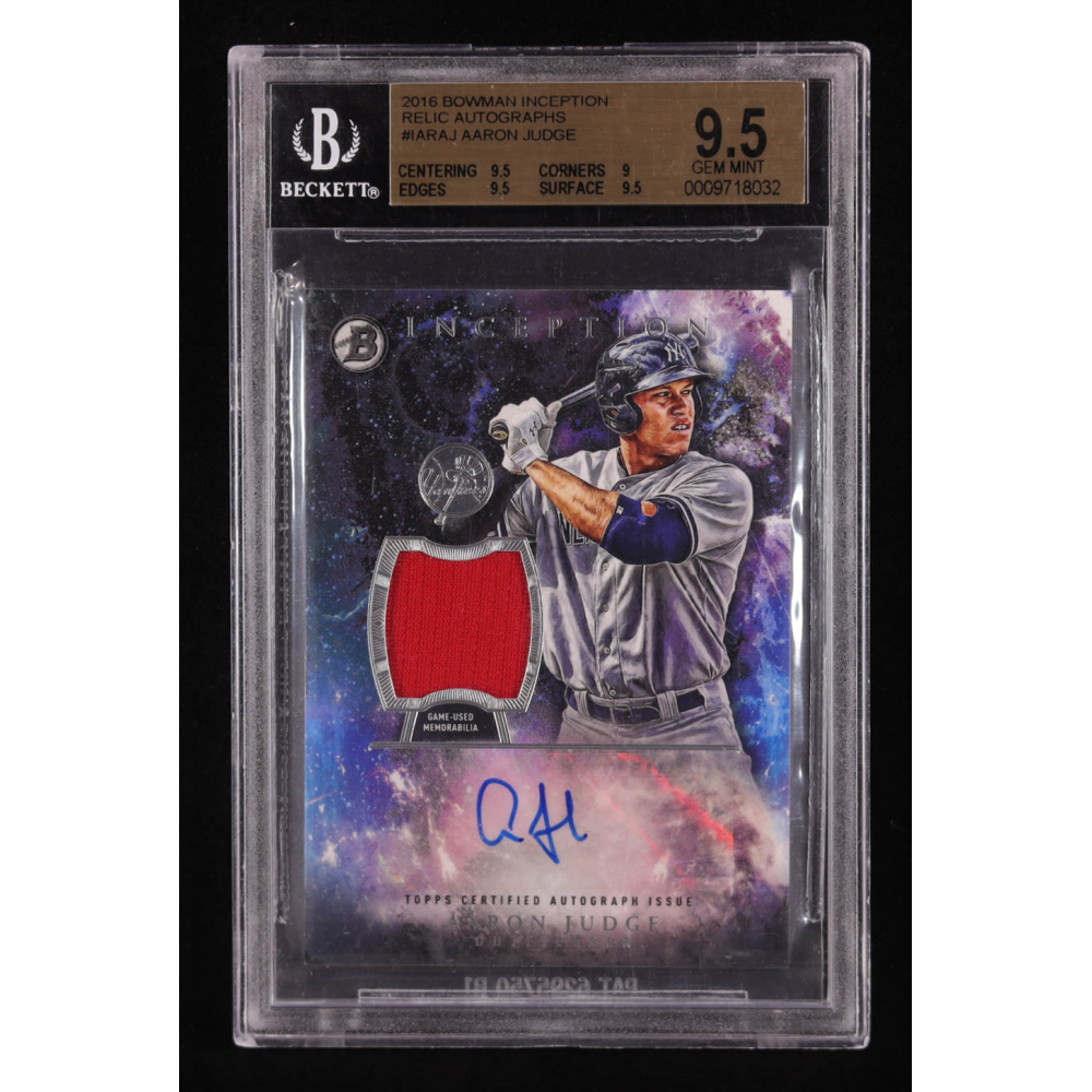 Aaron Judge 2016 Bowman Inception Relic Autographs #IARAJ RC (BGS 9.5 ...