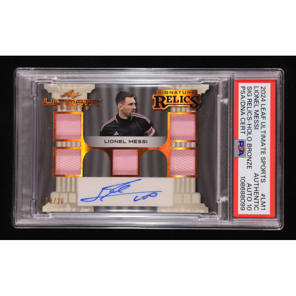 Lionel Messi 2024 Leaf Ultimate Sports Signature Relics Holo Bronze # ...