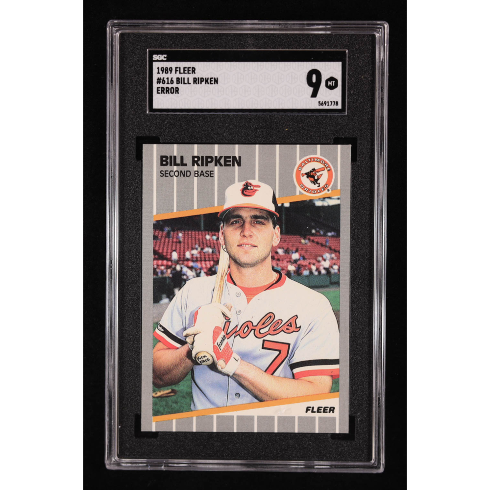 Bill Ripken 1989 Fleer #616A / F*ck Face Written on Knob of Bat (SGC 9 ...