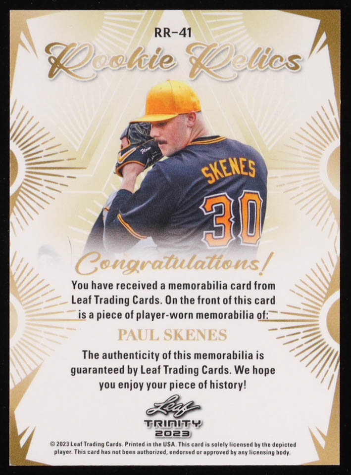 Paul Skenes 2023 Leaf Trinity Mega Box Rookie Relics #RR41 RC ...